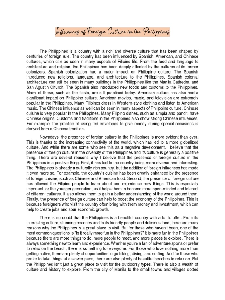 Foreign Cultural Influences in the Philippines | PDF | Philippines