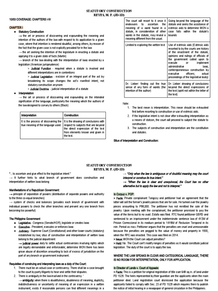 (Reviewer) Statutory Construction | Download Free PDF | Bill (Law ...