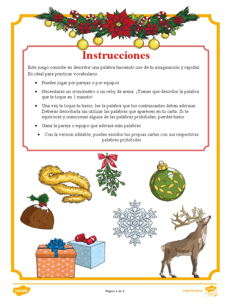 Juego de palabras navideñas prohibidas | PDF | Navidad | Reyes Magos
