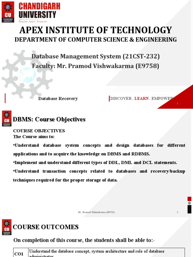 Lecture 3.11 Introduction To Database Recovery and Lecture 3.12 - Needs ... Lecture 3.11 Introduction To Database Recovery and Lecture 3.12 - Needs ...