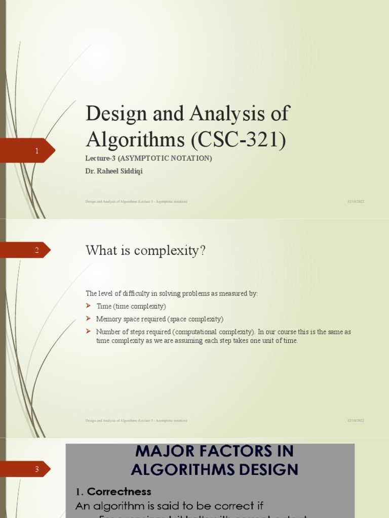 Design And Analysis Of Algorithms Csc 321 Lecture 3 29092022 032607pm Pdf Computational