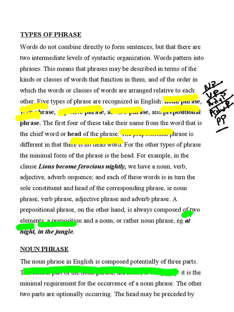 An In-Depth Analysis of the Types and Structures of Noun Phrases in English | PDF | Verb | Adjective