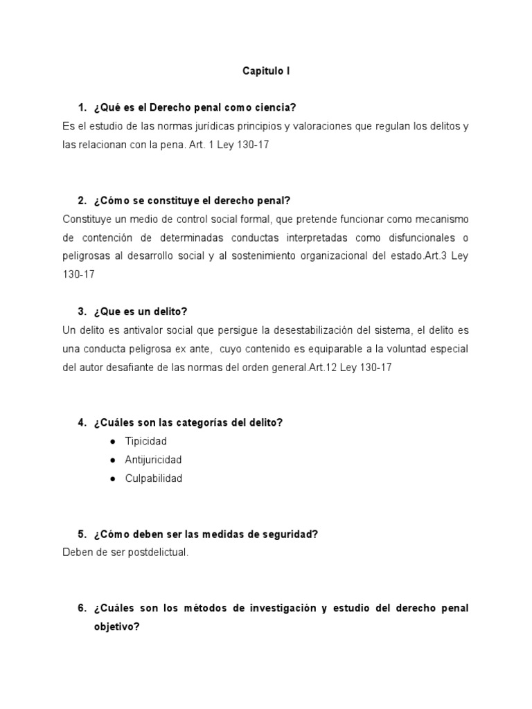 Tarea, Capitulo I, II, III, IV. D. Penal I | PDF | Derecho penal | Castigos
