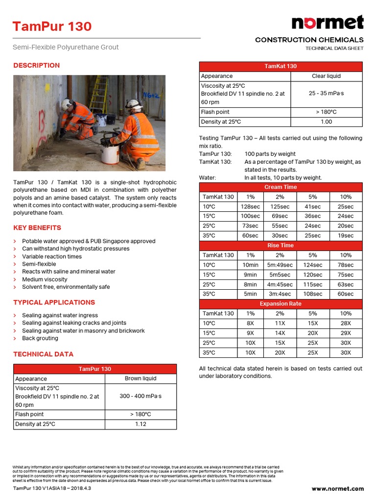 TamPur 130 TDS ASIA 20180403 | PDF | Polyurethane | Chemistry