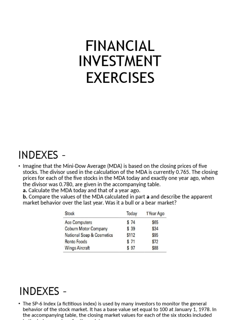 Financial Investment EXERCISE-1 | PDF | Stocks | Stock Valuation