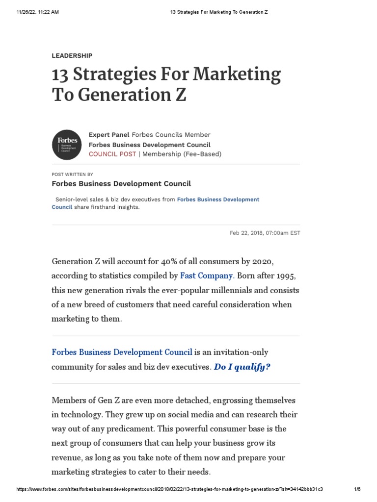13 Strategies For Marketing To Generation Z | PDF | Marketing | Sales