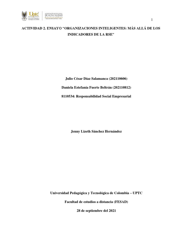 DIAZ JULIO FUERTE DANIELA Actividad 2 | PDF | Responsabilidad social ...