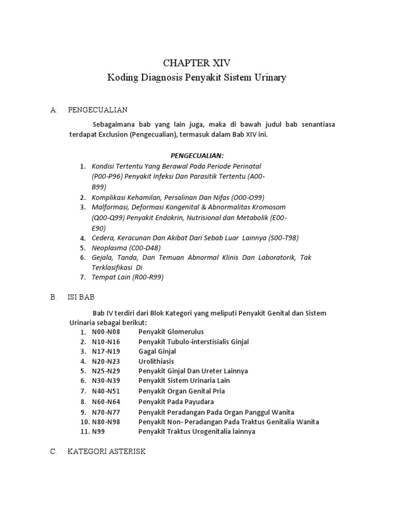 Koding Diagnosis Penyakit Sistem Urinary Mhs | PDF