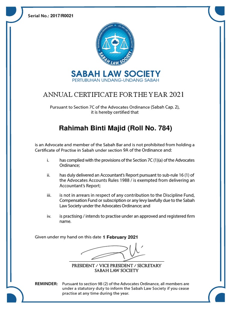 Annual Certificate 2021 (1) | PDF