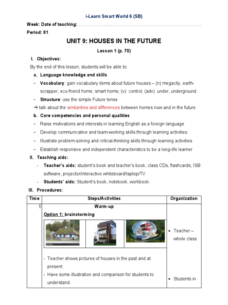 Future House Concepts in Unit 9 | PDF | Teachers | Robot