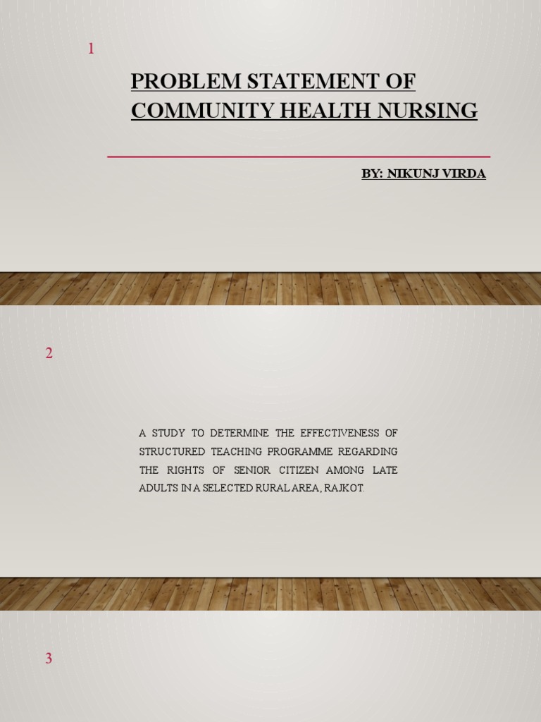 Problem Statement of Community Health Nursing: By: Nikunj Virda | PDF