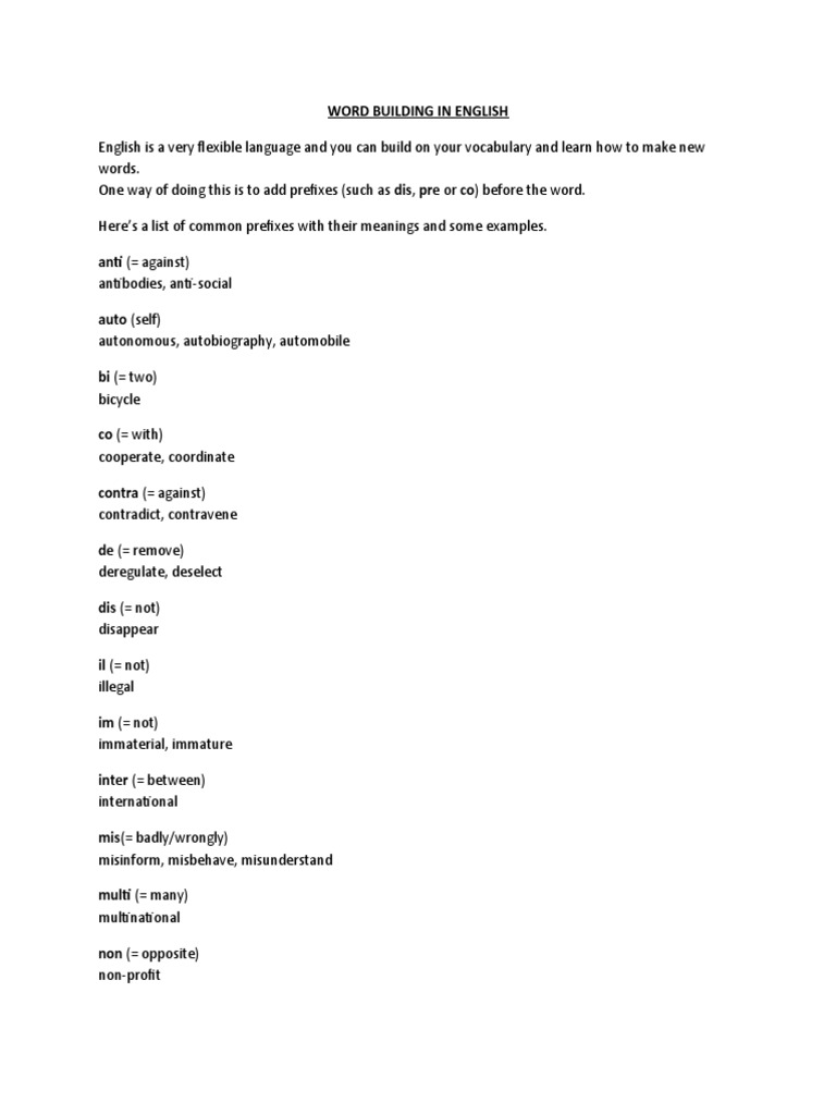 English Word Building Techniques | PDF | Language Arts & Discipline