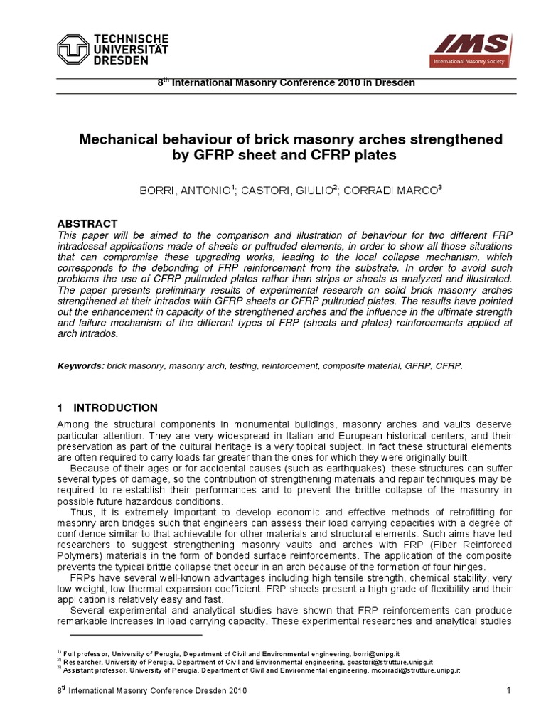Mechanical Behaviour of Brick Masonry Ar | PDF | Strength Of Materials ...