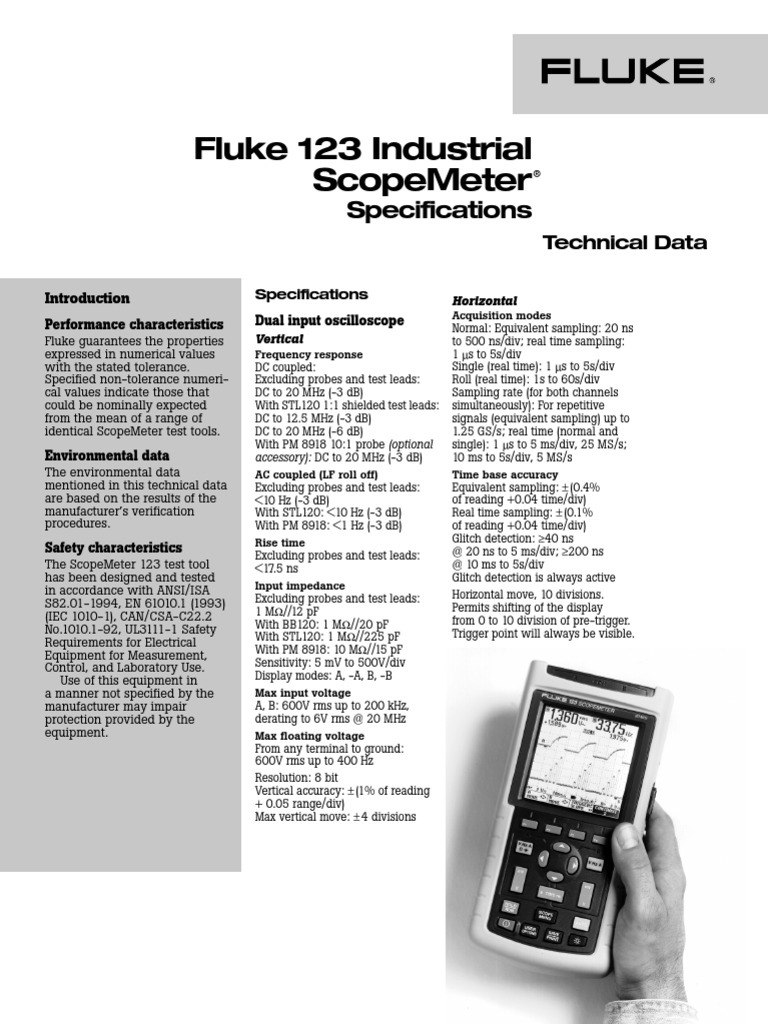 Fluke 123 Industrial Scopemeter: Specifications | PDF | Decibel ...