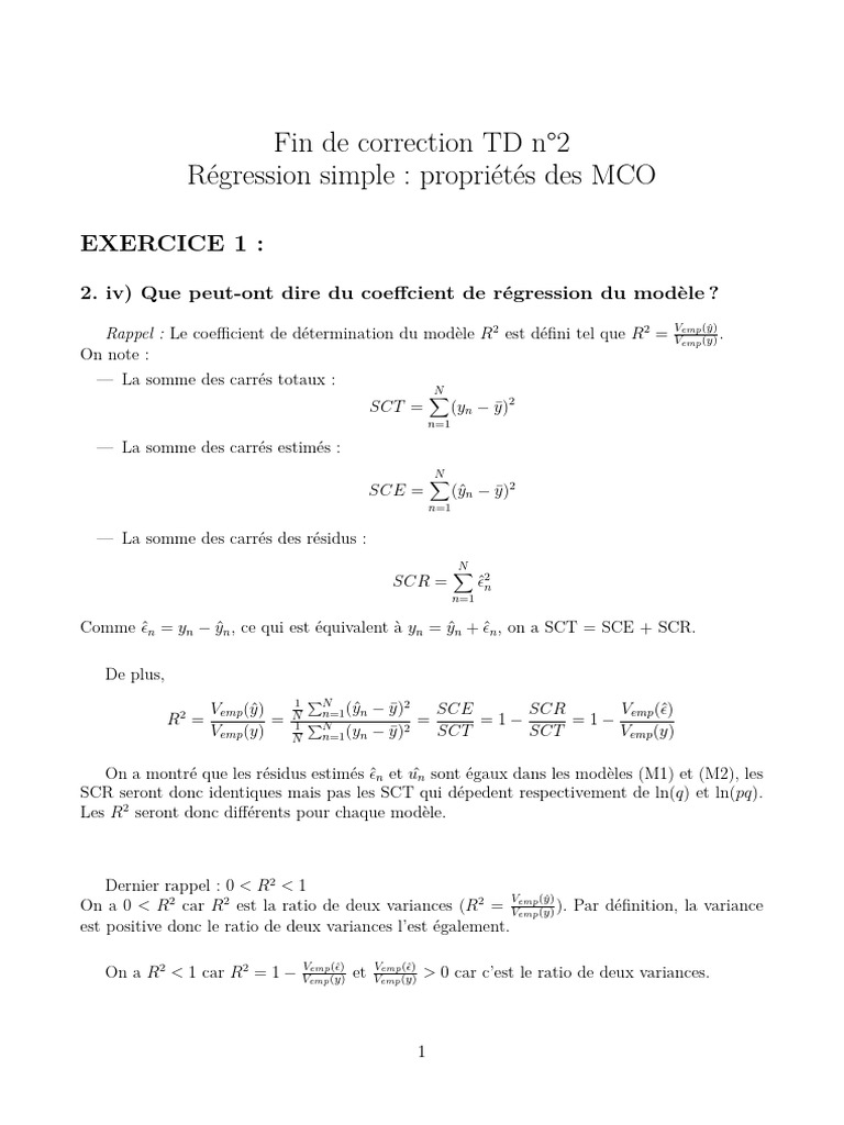Fin Correction TD2 Econometrie | PDF | Mathématiques | Analyse statistique