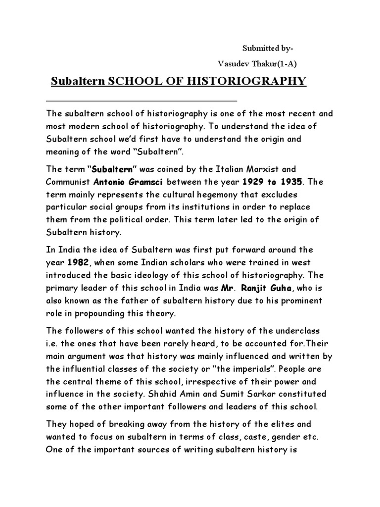 Subaltern Historiography Explained | PDF