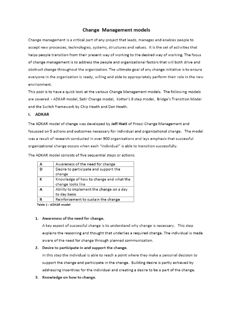 Change Management models - PDF Free Download | PDF
