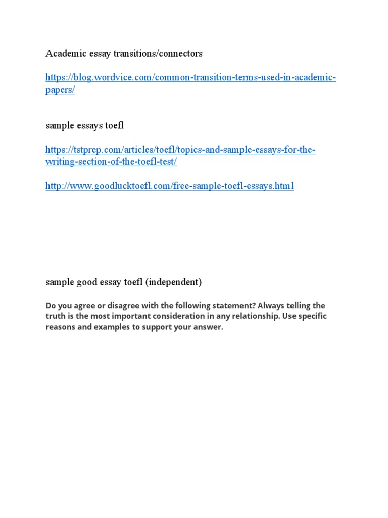 Academic Essay Transitions | PDF