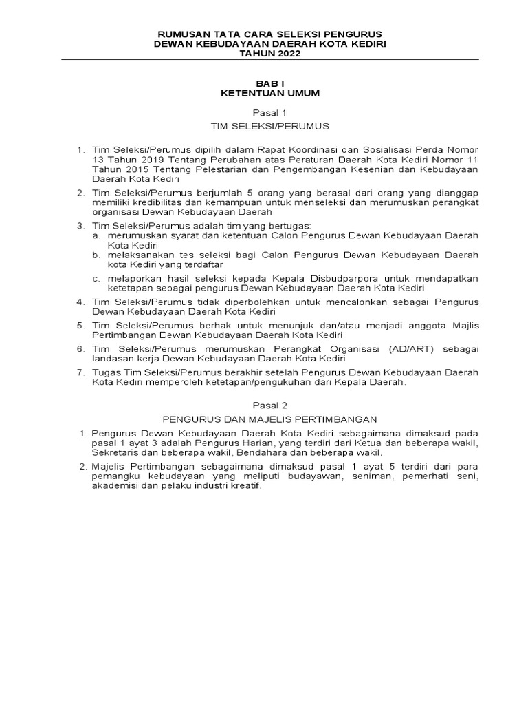 Rumusan Tata Cara Seleksi | PDF