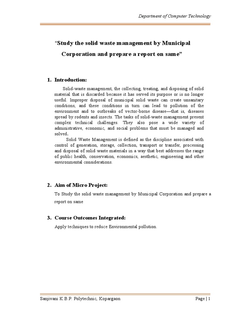 Assessing Solid Waste Management in Shirdi: A Report on Collection ...