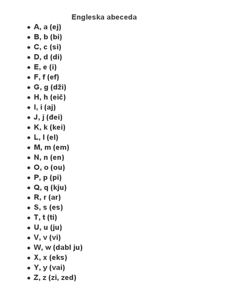 Engleska Abeceda | PDF