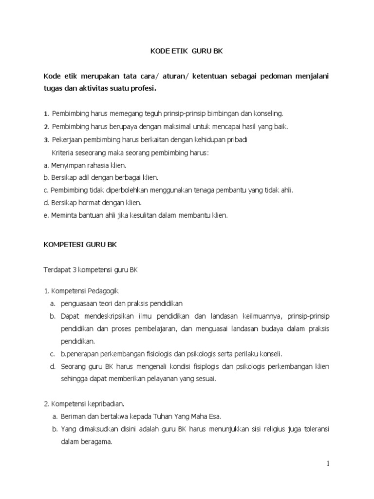 Kode Etik Guru BK | PDF