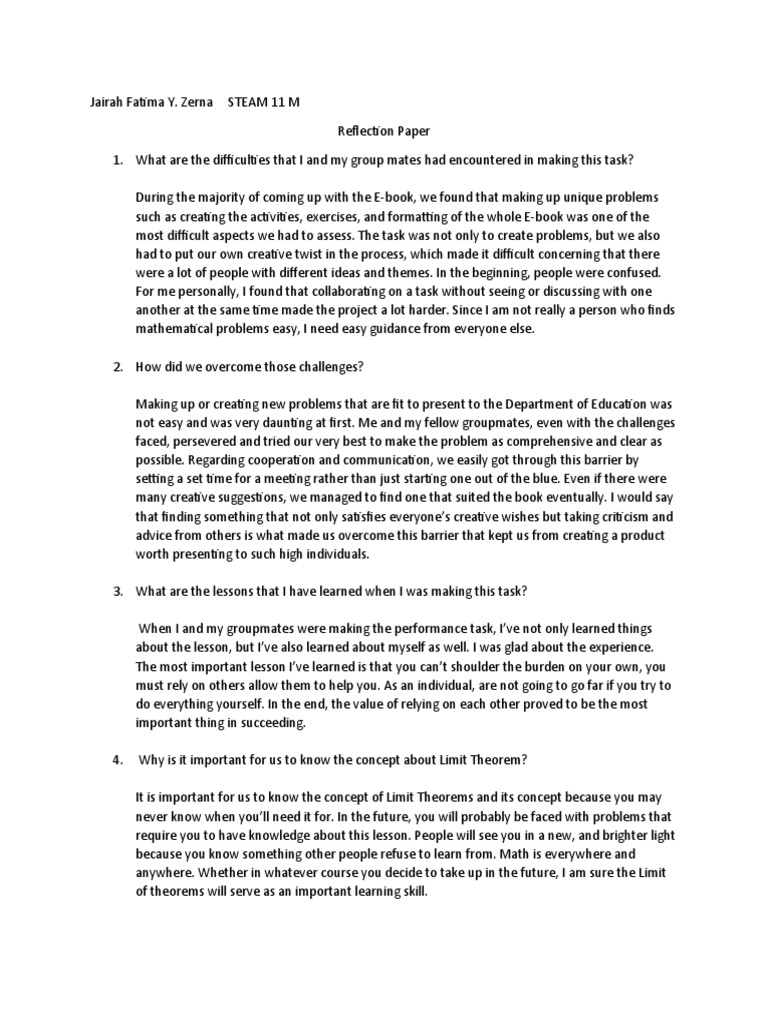 Bcal Performance Task Reflection Paper | PDF | Behavior Modification | Learning