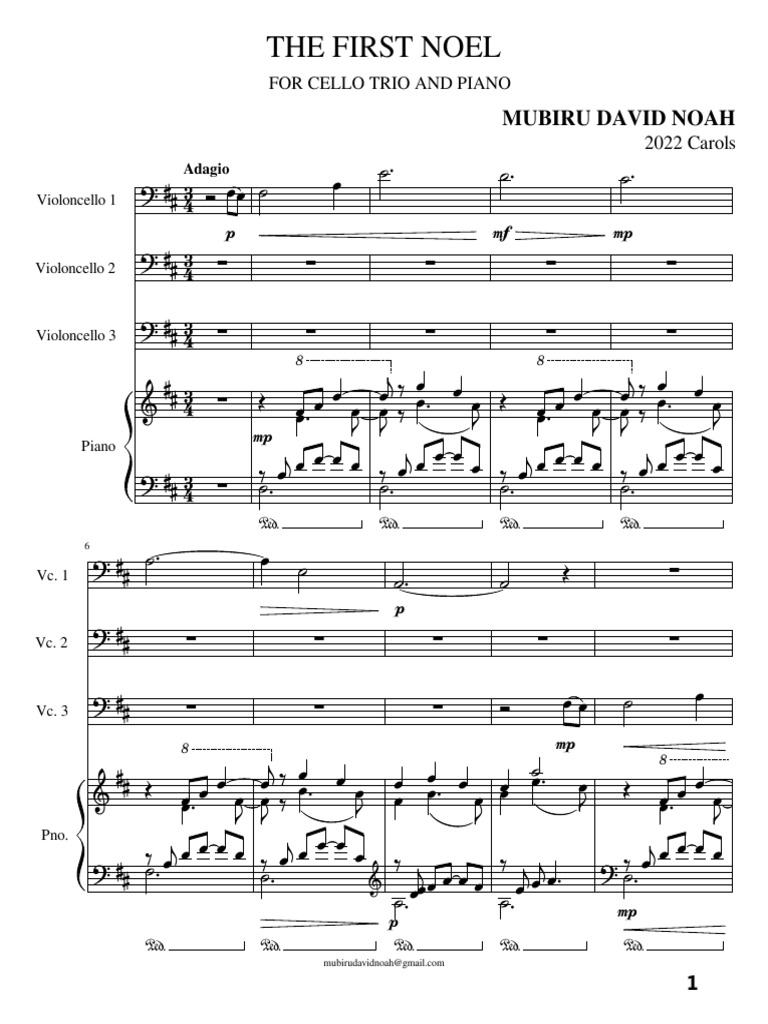 THE FIRST NOEL by MUBIRU DAVID NOAH Pdf-Score - and - Parts | PDF ...