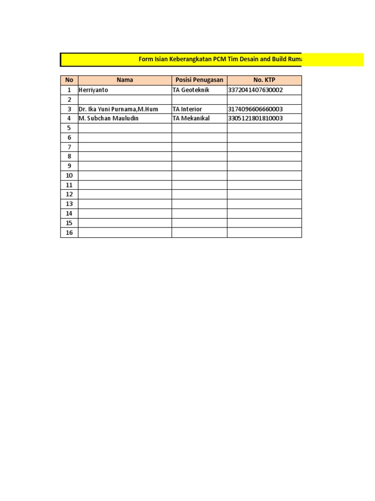 Form Isian RTJM | PDF