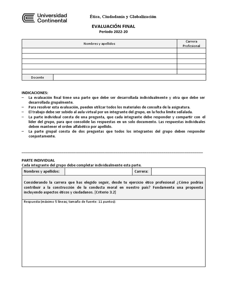 Evaluacion Final de Etica Ciudadania y Globalizacon | PDF | Moralidad