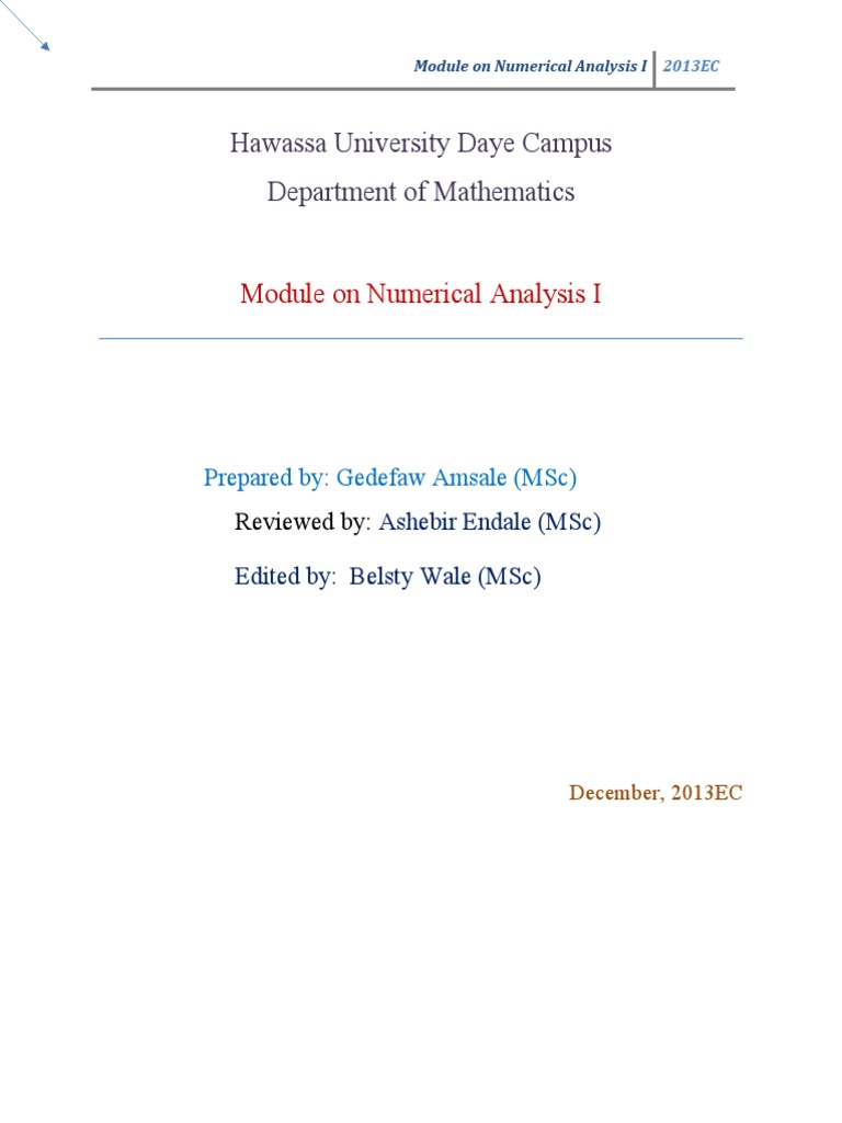 Module On Numerical Analysis I | PDF | Numerical Analysis | Finite Difference
