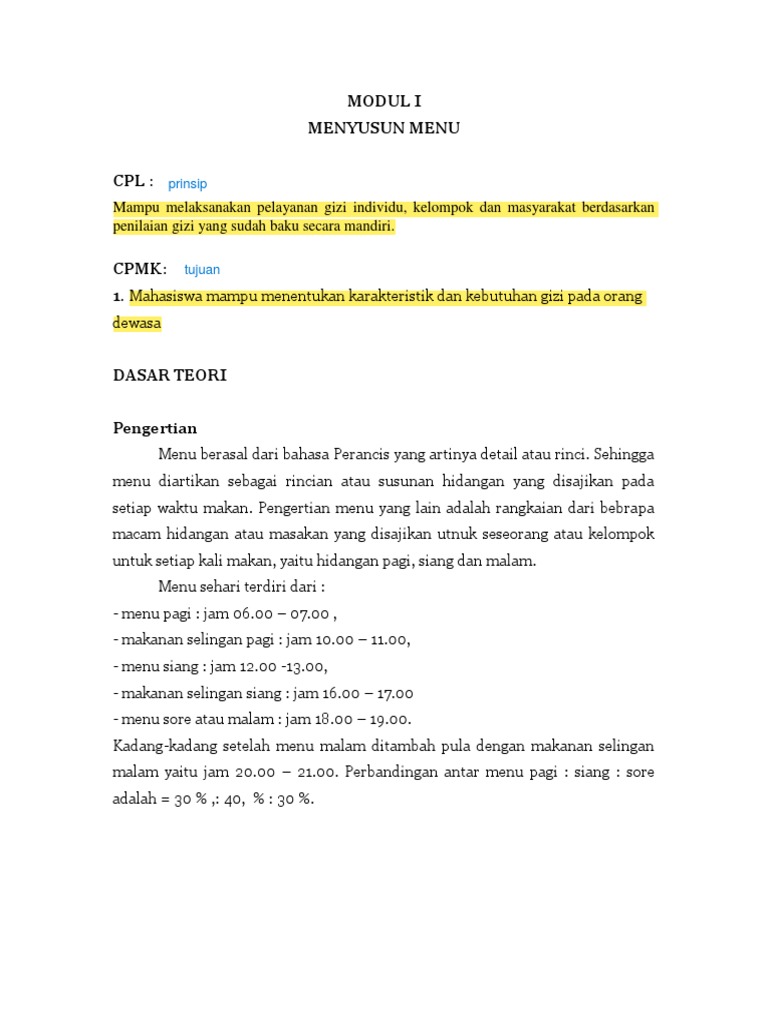 Modul Menyusun Menu | PDF
