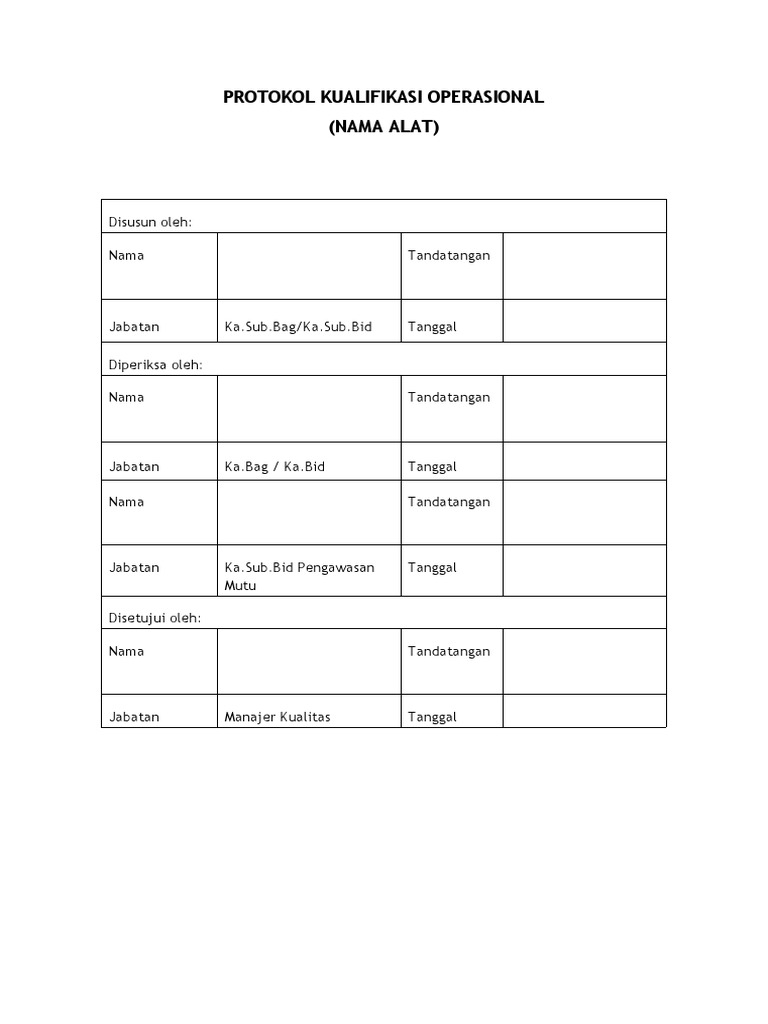 Format Protokol Kualifikasi Operasional.. | PDF