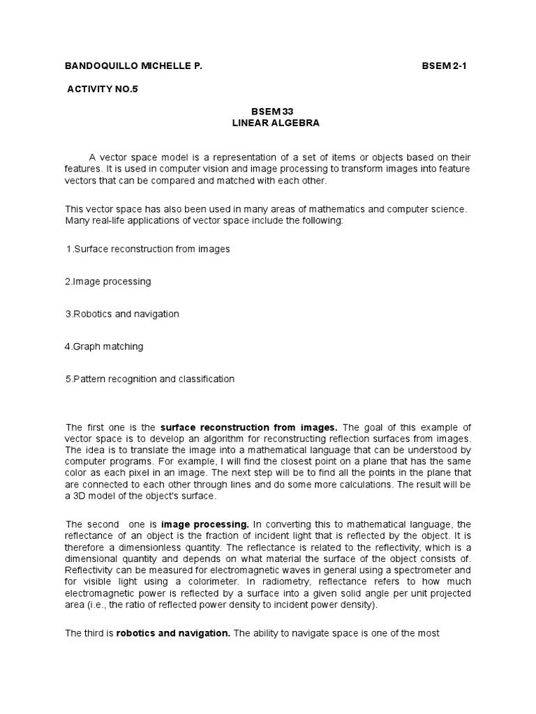 BANDOQUILLO-LINEARALGEBRA | PDF | Pattern Recognition | Vertex (Graph Theory)