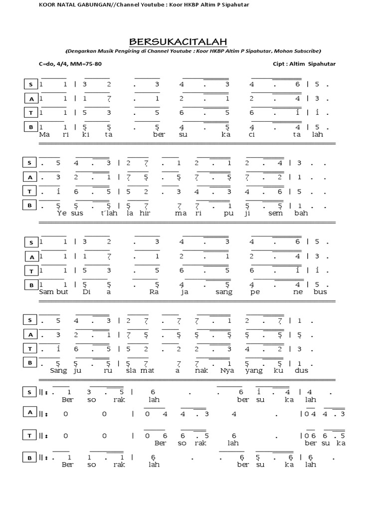 Bersukacitalah - Koor Natal Gabungan | PDF