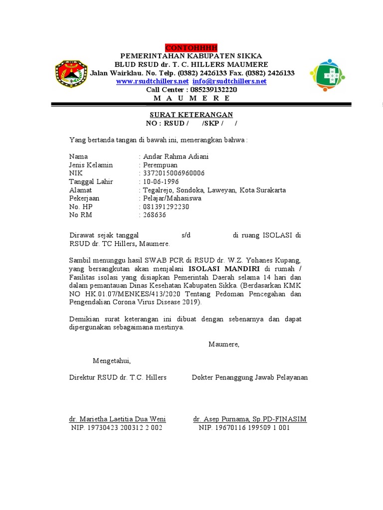 Contoh Surat Pulang | PDF