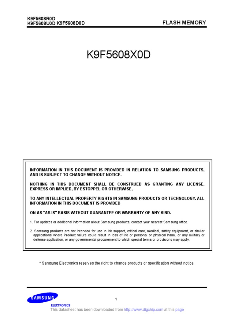 K9F5608U0D | PDF | Flash Memory | Computer Engineering