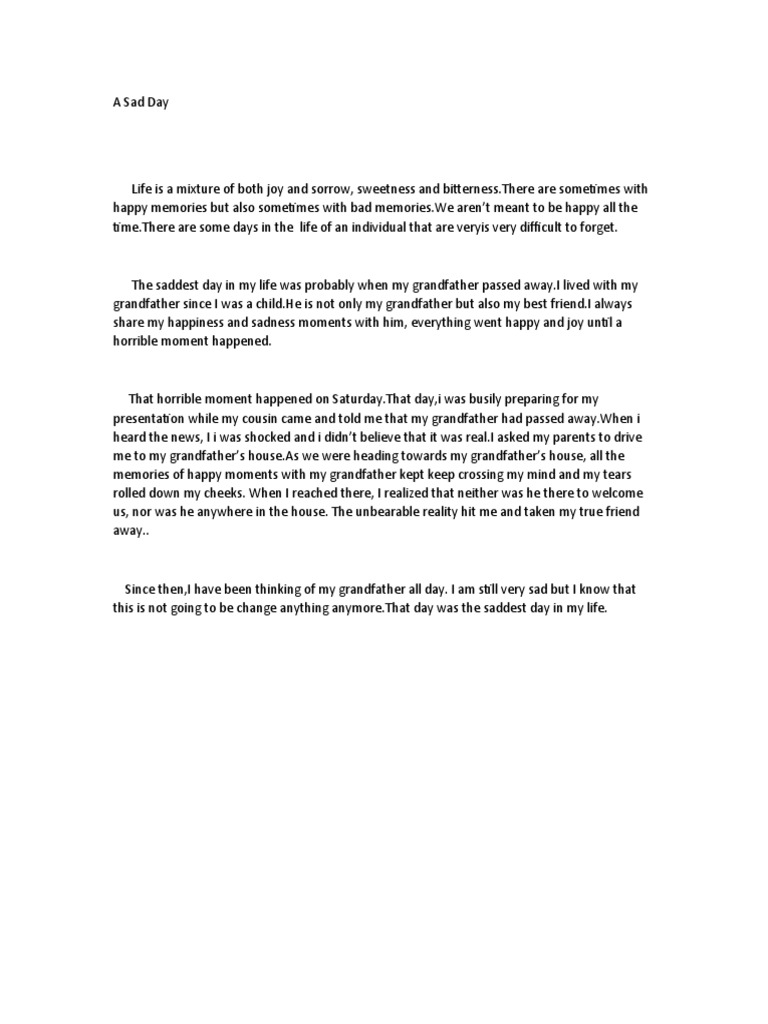 The Saddest Day of My Life | PDF | Poetry