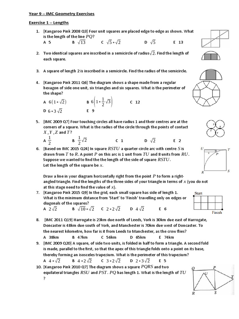 Yr9 IMCGeometryWorksheets | PDF | Area | Triangle