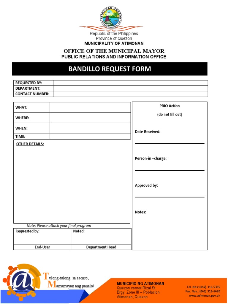 Bandillo Request Form | PDF