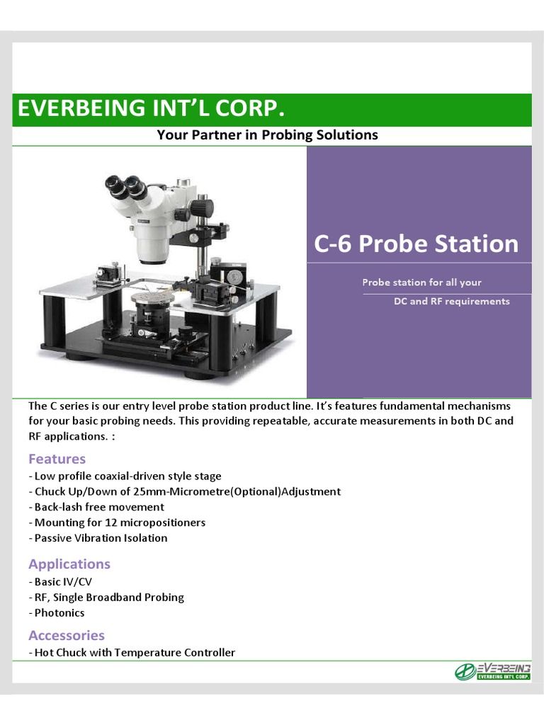 C-6 Probe Station Entry Level DC RF Probing | PDF | Microscope ...