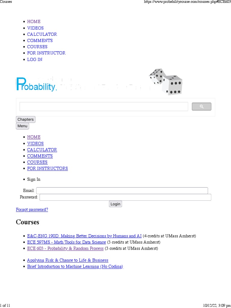 Courses | PDF | Probability Distribution | Random Variable