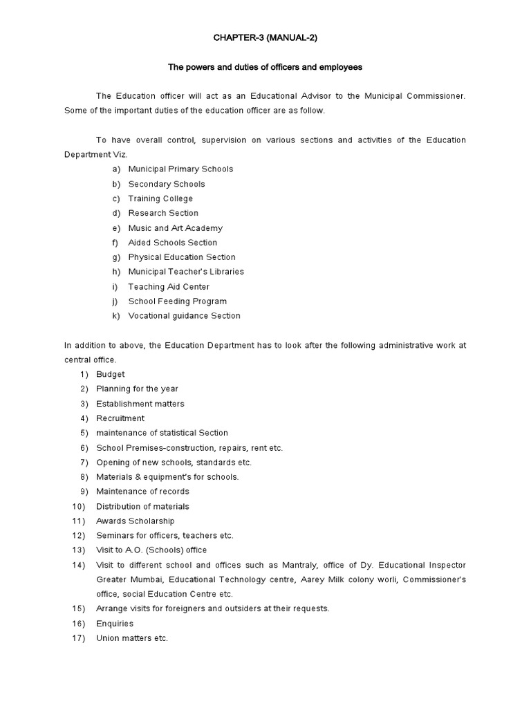 Education Officer Work | PDF | Teachers | Schools