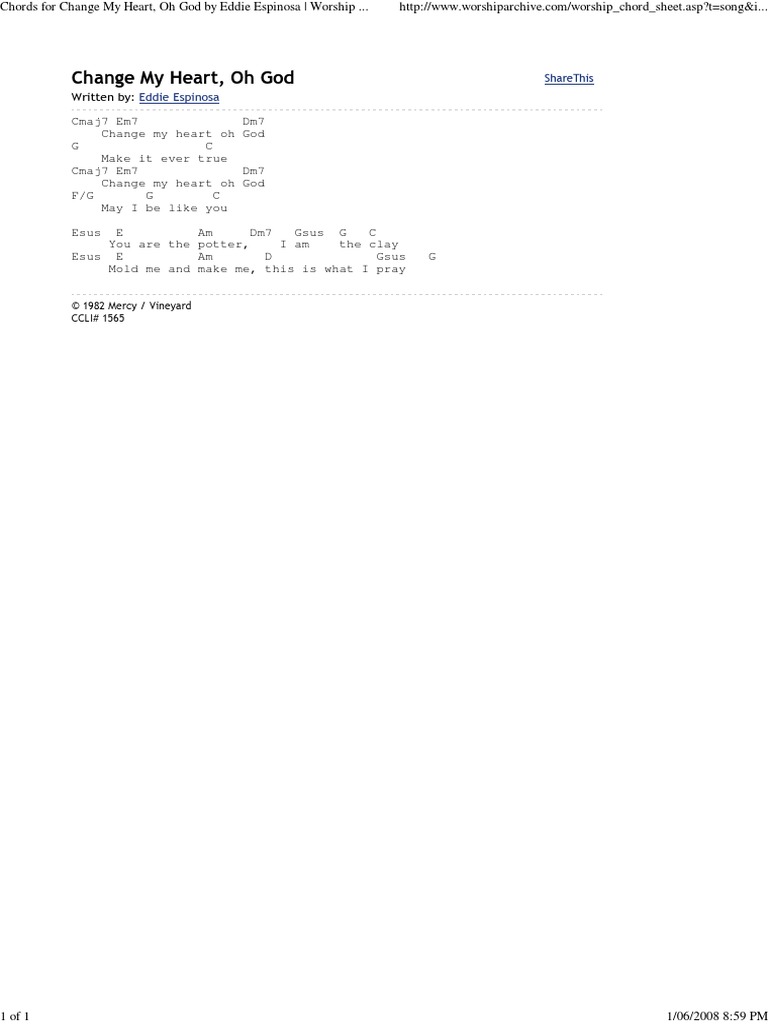 Change My Heart Oh God | PDF