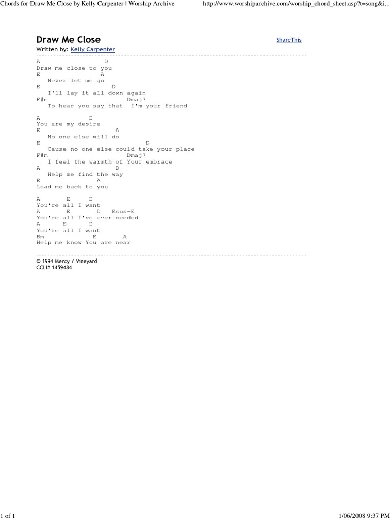 Chords For Draw Me Close | PDF