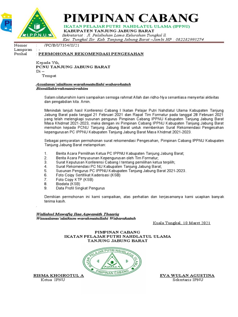 Permohonan Rekomendasi PCNU | PDF