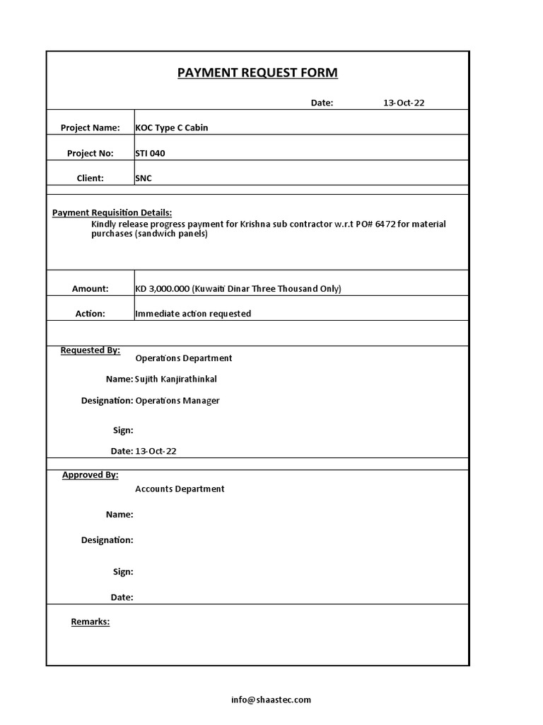 Payment Request Form | PDF