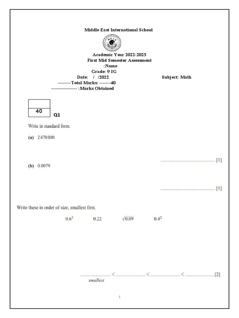 9 Ig First Exam | PDF