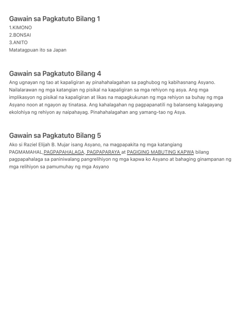 Gawain Sa Pagkatuto Bilang 1 | PDF