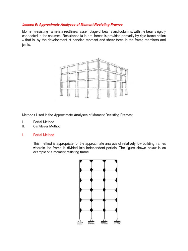 Lesson5 ApproximateAnalysesofMomentResistingFrames | PDF | Bending | Beam (Structure)